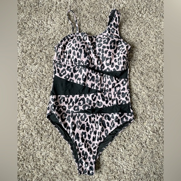 Popvil | Swim | One Piece Leopard Swimsuit Sheer Panel Detail | Poshmark